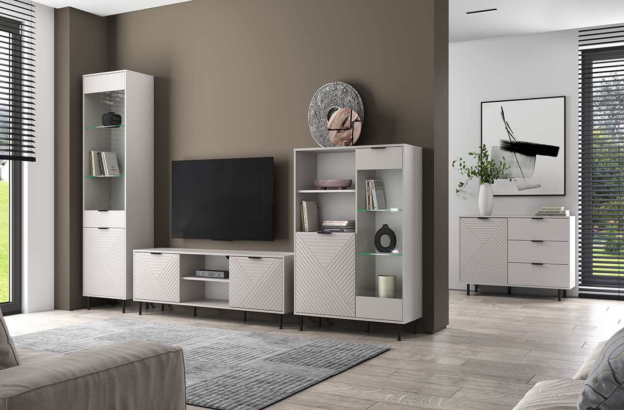 RUNA, Шкаф с витриной 1V1D. Цвет ПЕРСИДСКИЙ ЖЕМЧУГ/ АМАРОК ANREX купить в Минске, цена 372,24 руб.